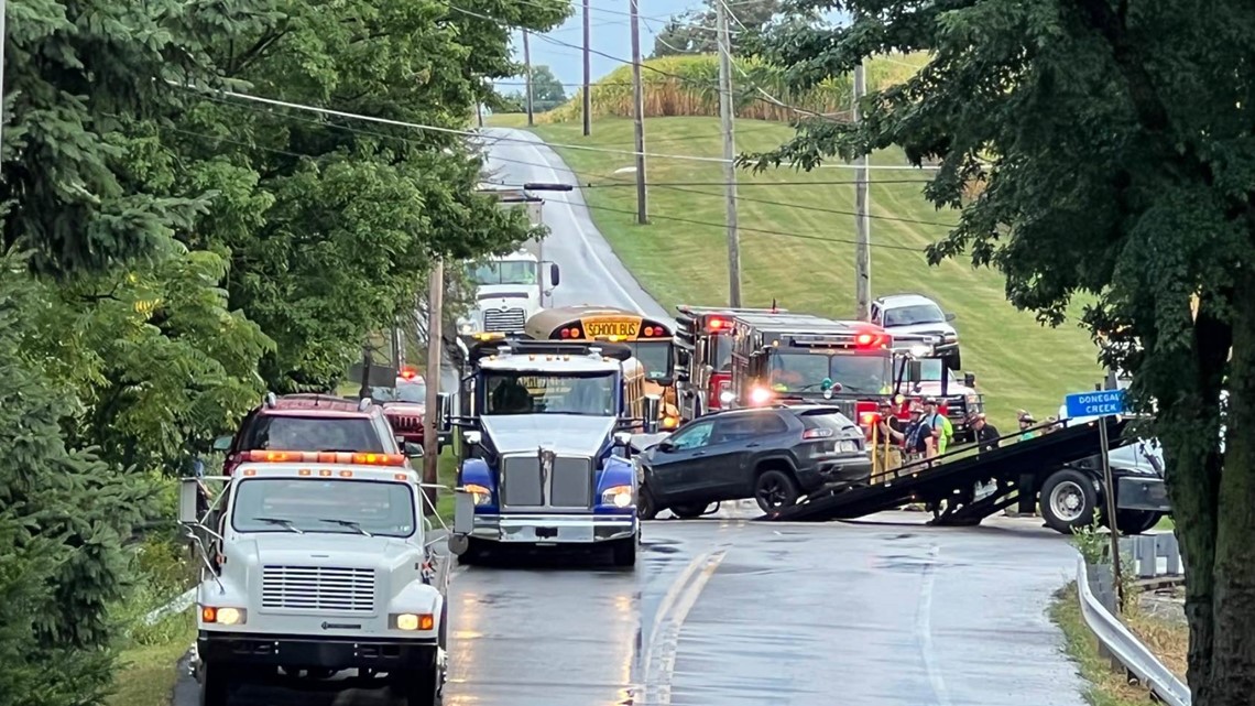 Lancaster County crash involving school bus injures three | fox43.com