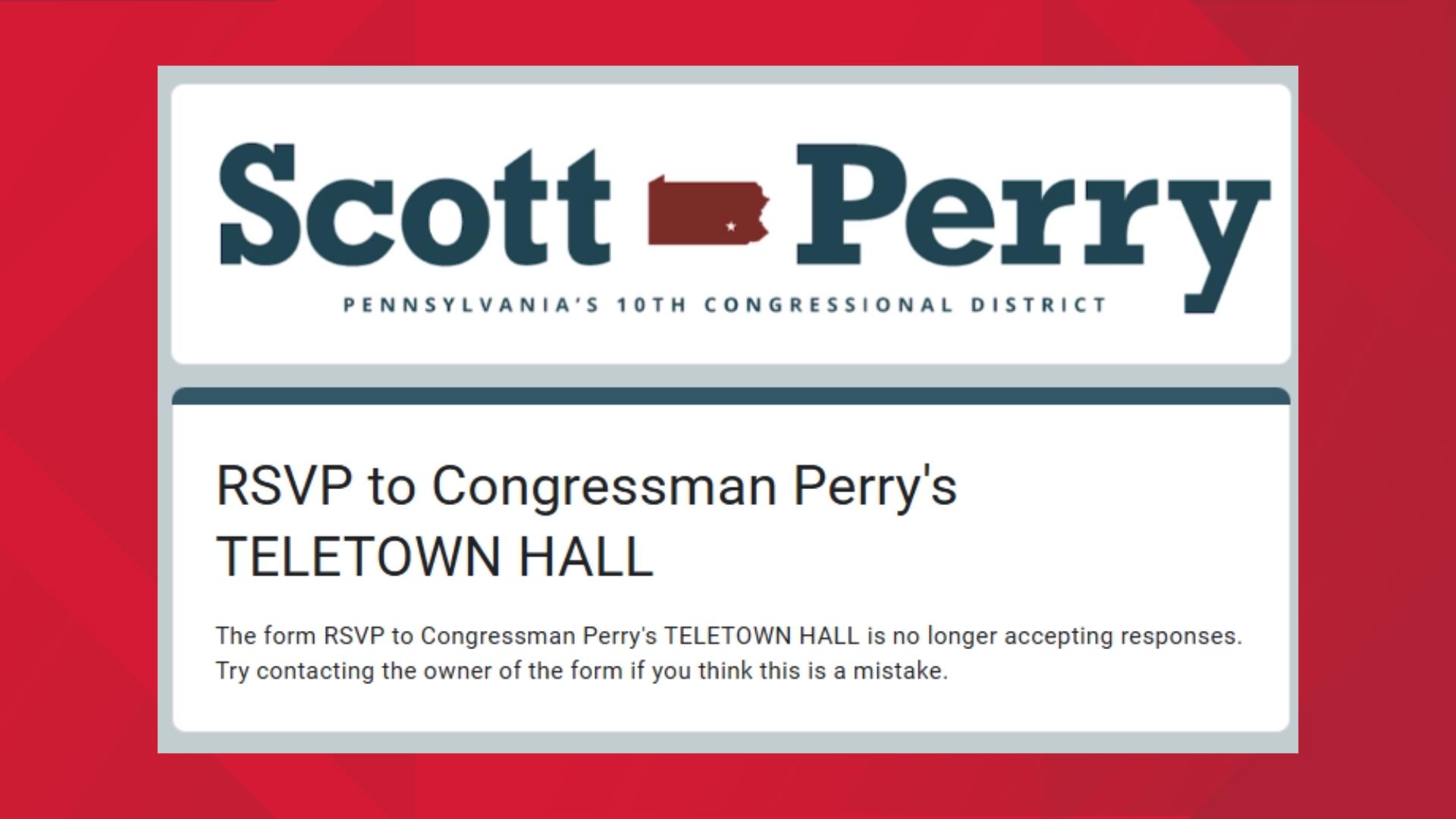Rep. Scott Perry limits town hall RSVPs to constituents | fox43.com