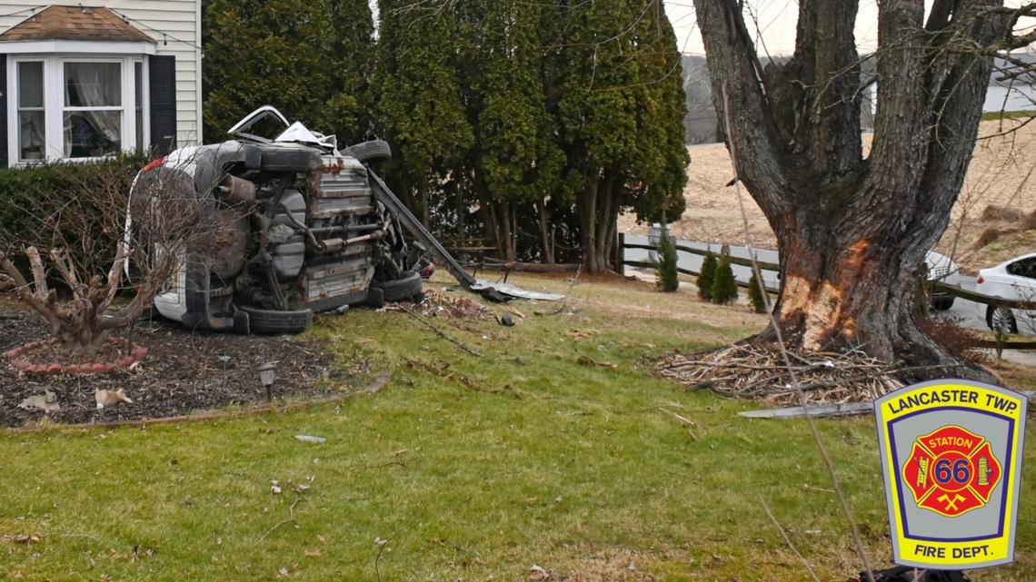 Vehicle crashes into tree, flips on its side in Lancaster County ...