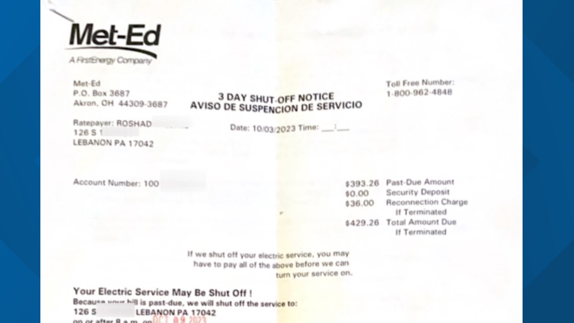 Pa. couple gets a Met-Ed shut-off notice, but it was a mistake | fox43.com