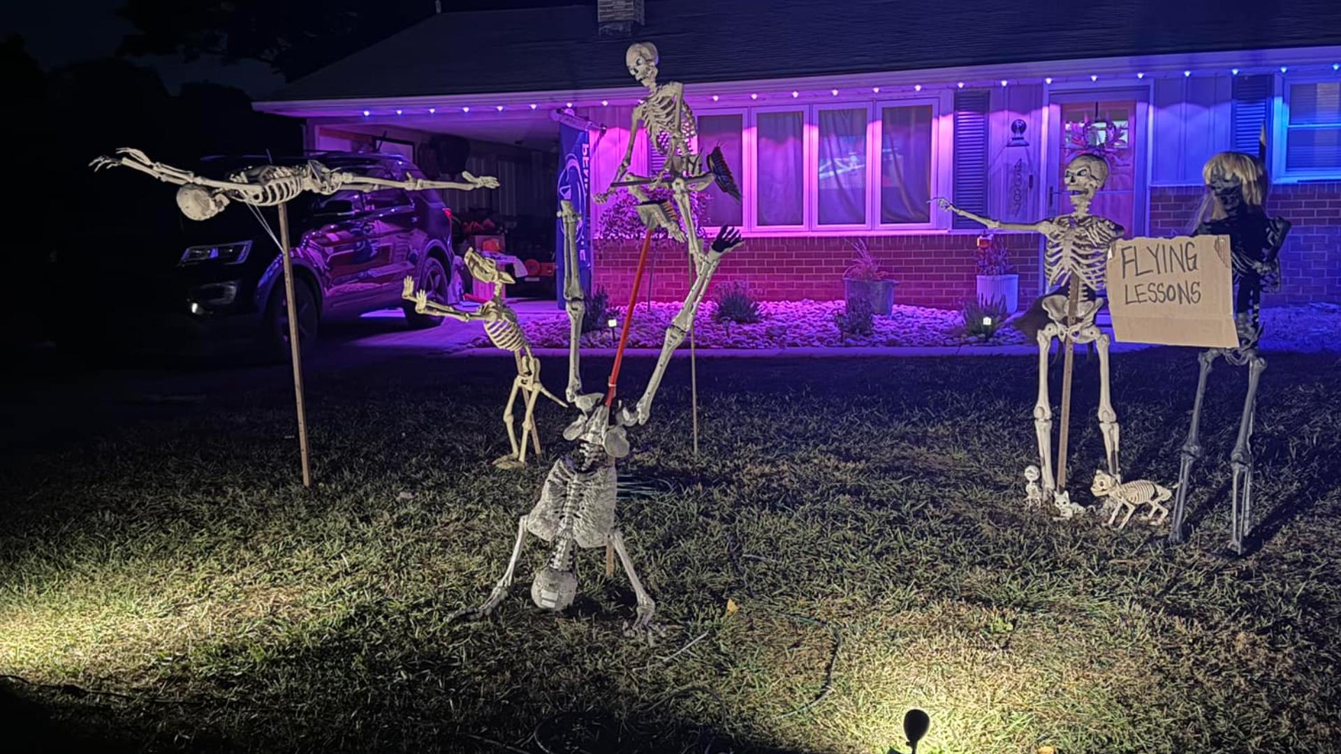 Halloween decorations go viral on social media | Skeleton scenes ...