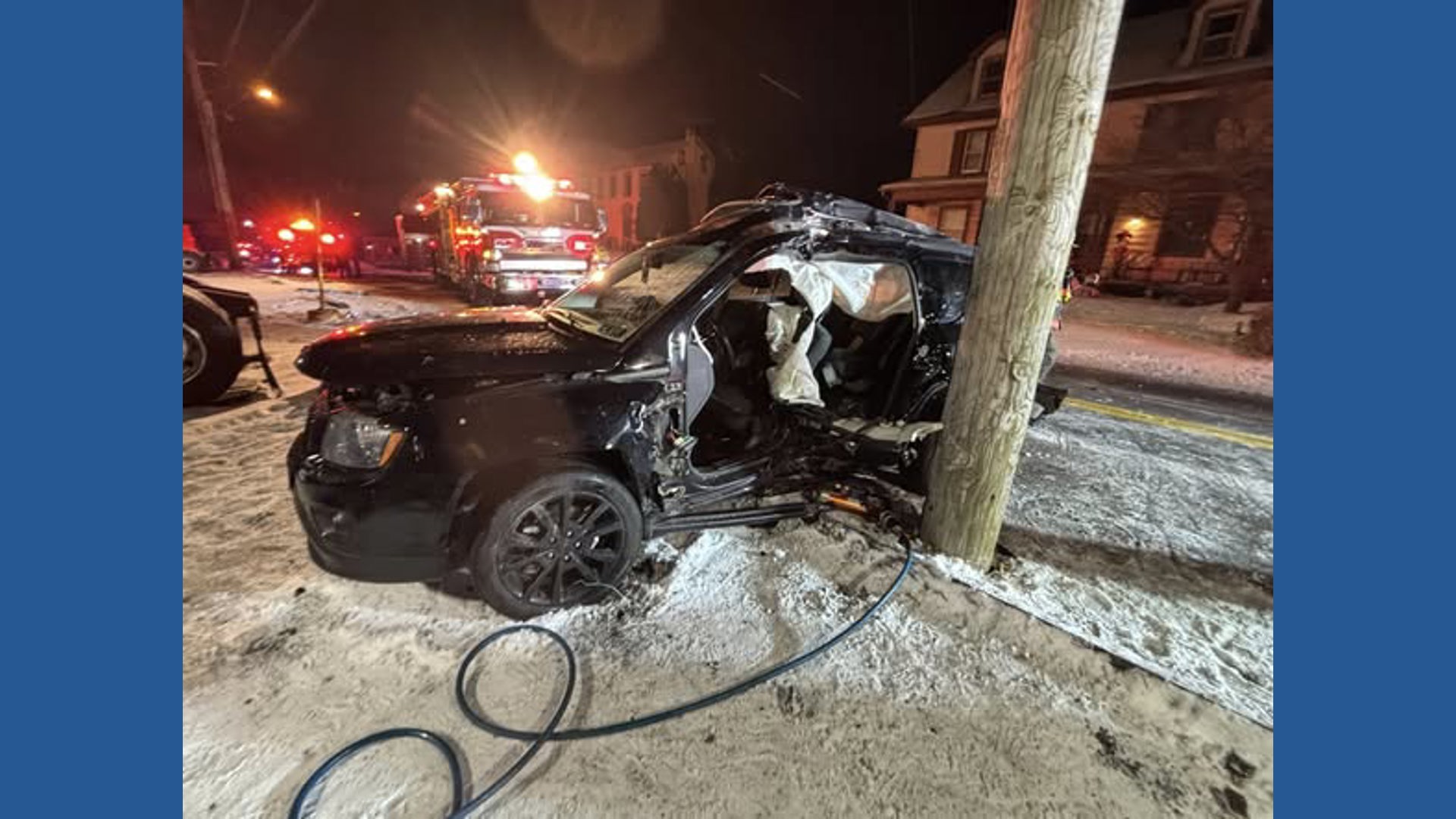 Crews responded to a car crash into a pole in Lancaster County | fox43.com