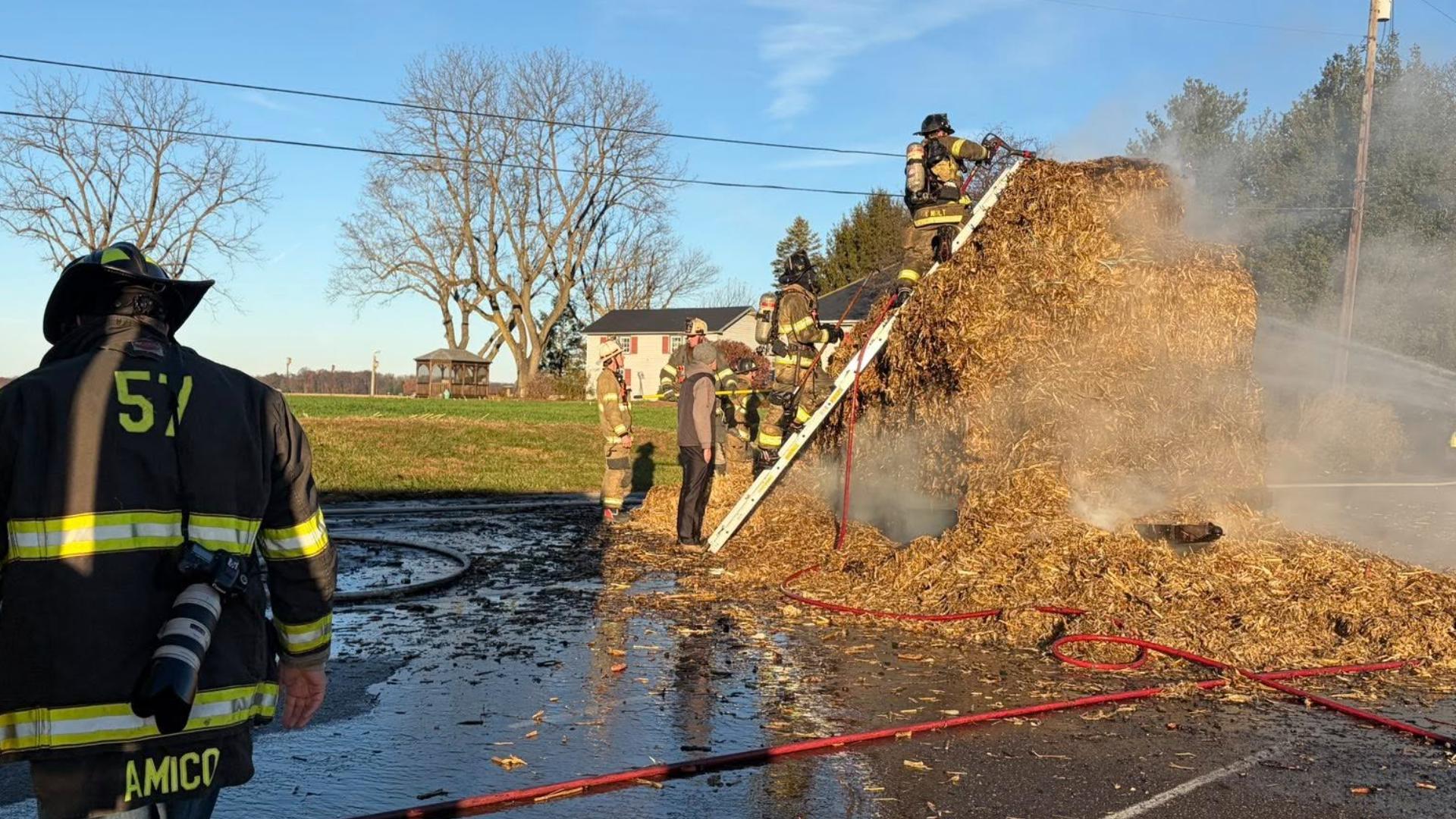 Tractor-trailer carrying hay catches on fire in Lancaster County ...