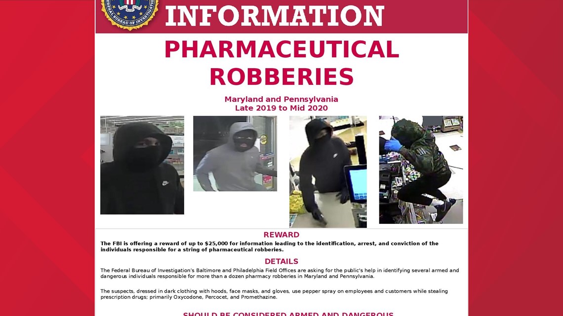 FBI offering reward of up to $25,000 for arrest of pharmaceutical armed ...