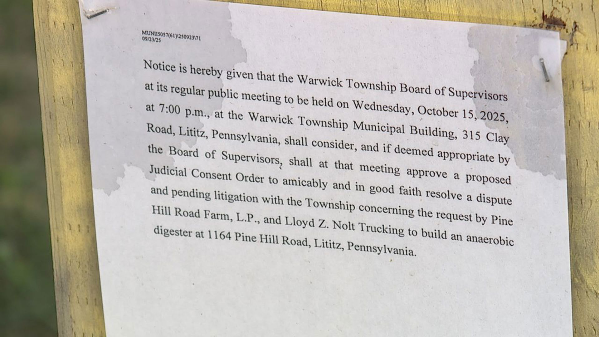 Warwick Township approves controversial anaerobic digester plan | fox43.com