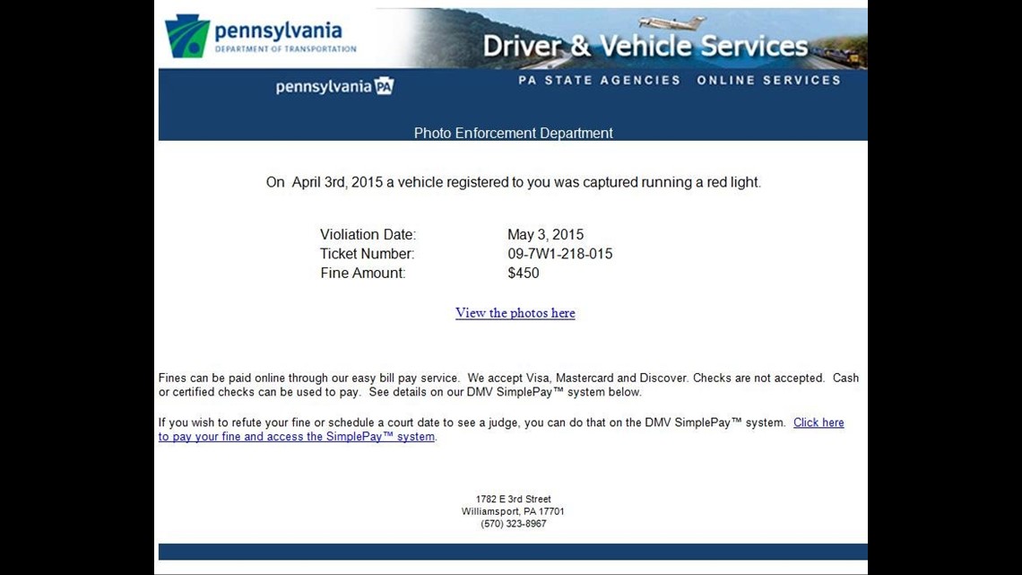 State Police warning of bogus email claiming red light violation from ...