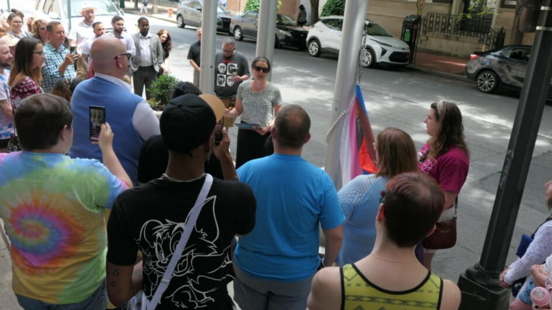 Lancaster community members raise Pride flag at City Hall | fox43.com