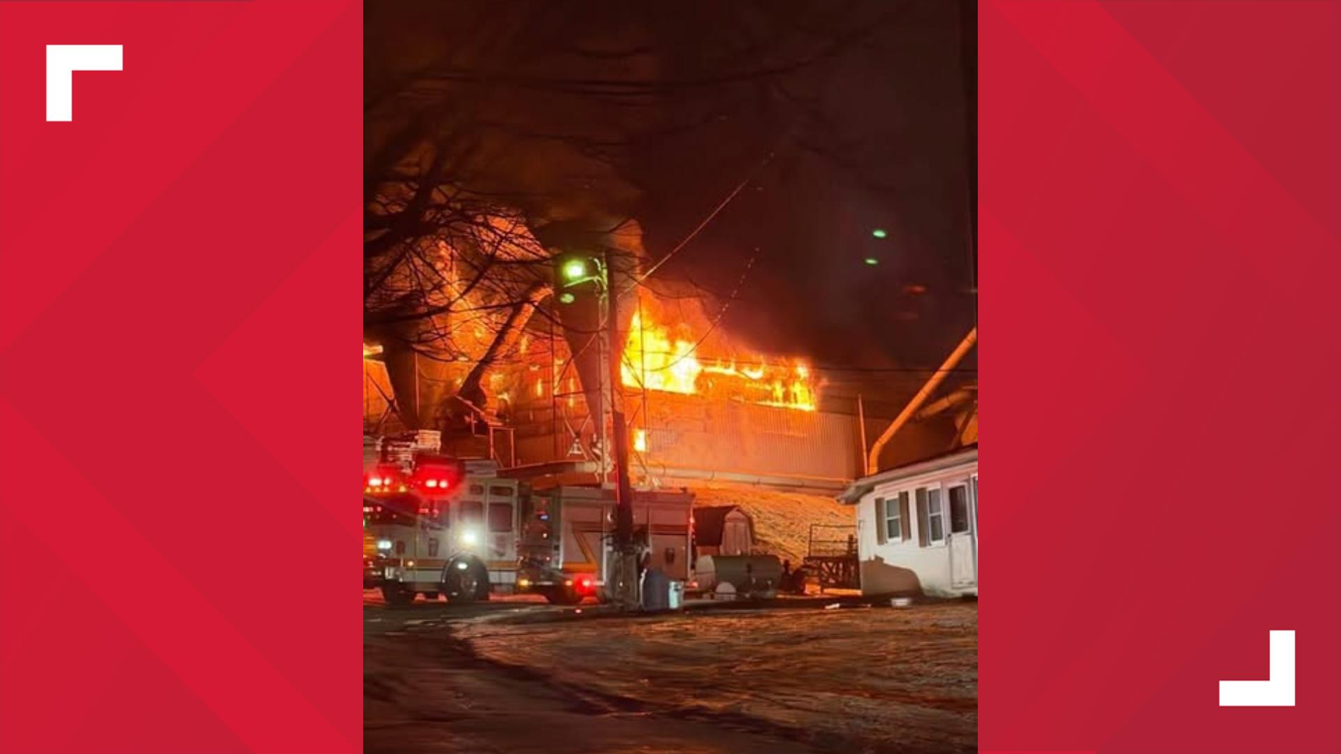 Crews respond to 4-alarm commercial fire in Juniata County | fox43.com