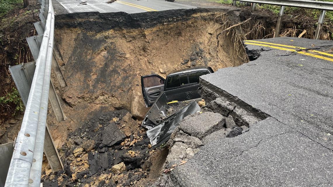 Truck falls into sinkhole opened by heavy storms | fox43.com
