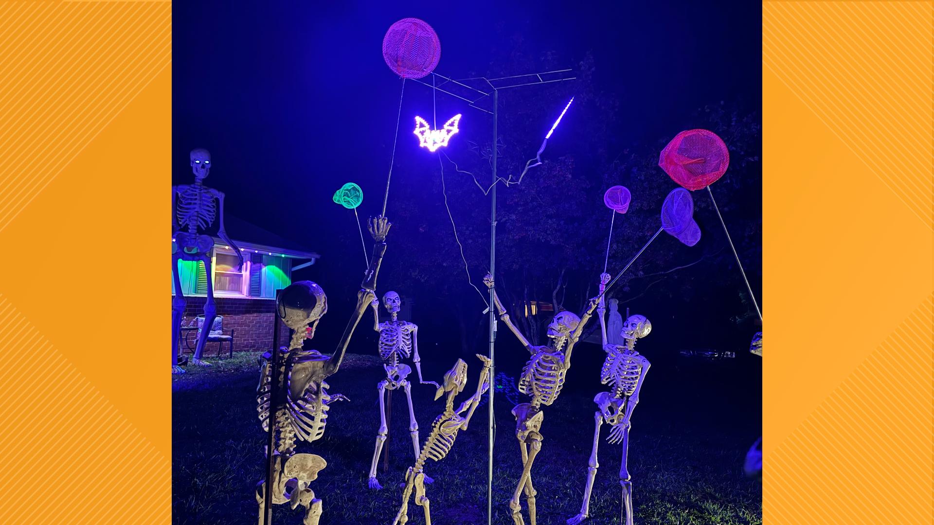 Halloween decorations go viral on social media | Skeleton scenes ...