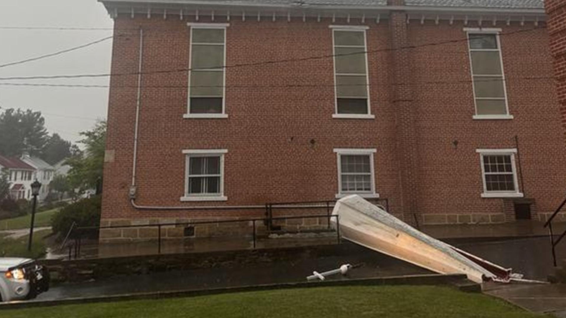 Strong storms blow steeple off of Perry County church, knock down trees ...