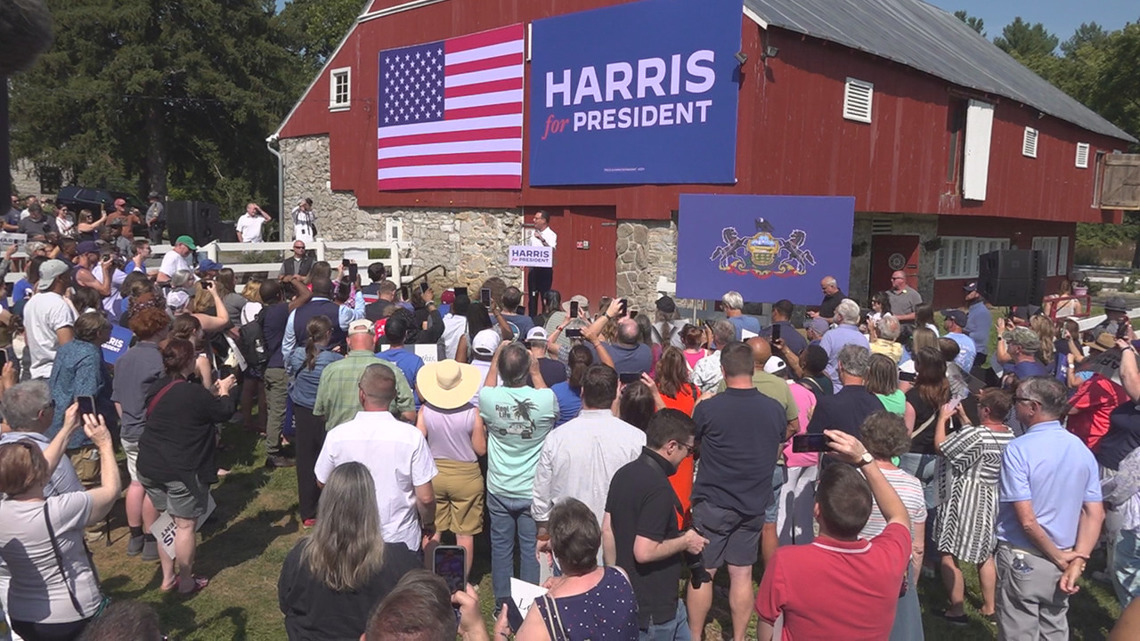 Hundreds of people come out for Kamala Harris campaign rally in ...
