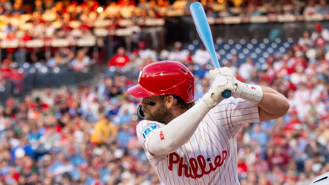 Phillies slugger Bryce Harper uses blue bat to signal baby gender ...