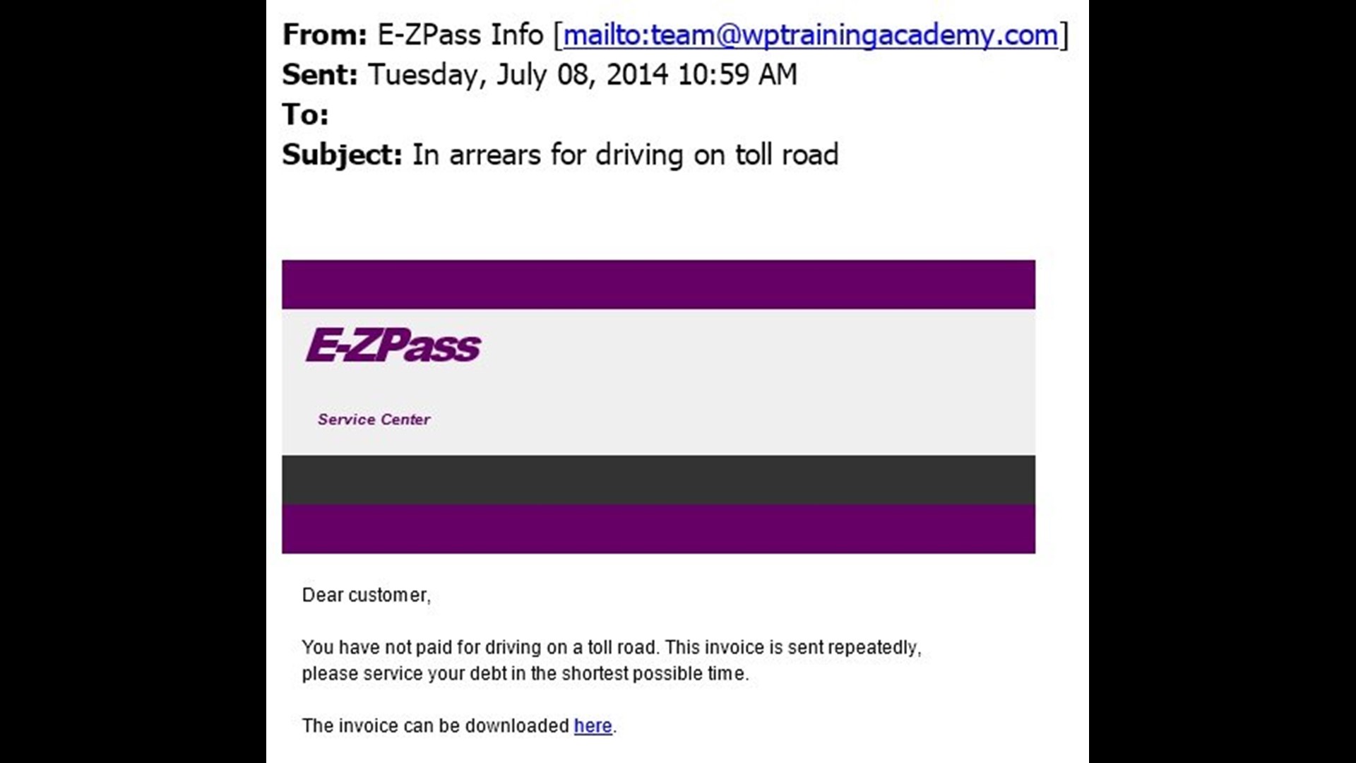 Pa. Turnpike Commission warns E-ZPass customers of email scam | fox43.com Pa. Turnpike Commission warns E-ZPass customers of email scam | fox43.com