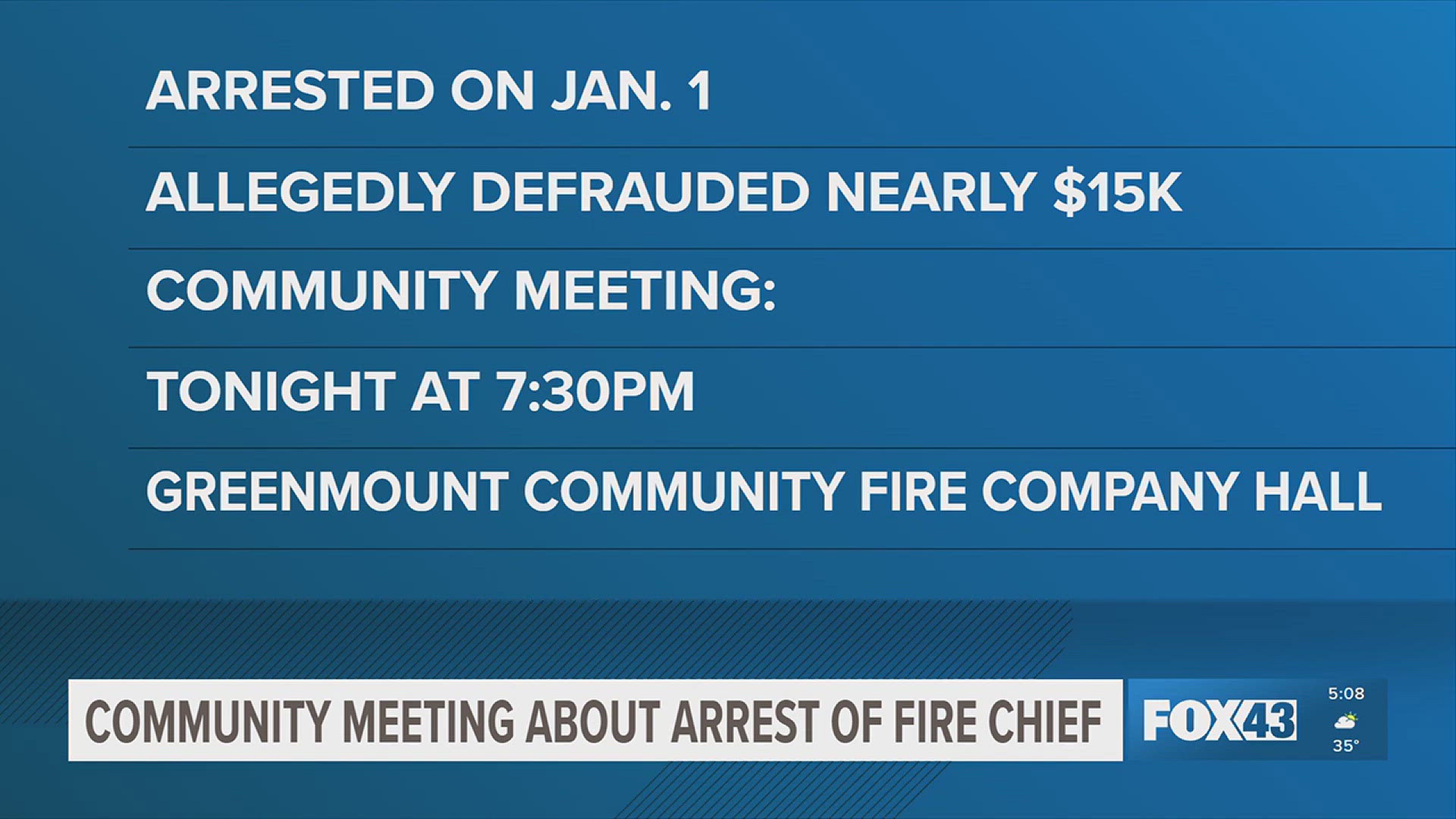 Community meeting about arrest of fire chief | fox43.com