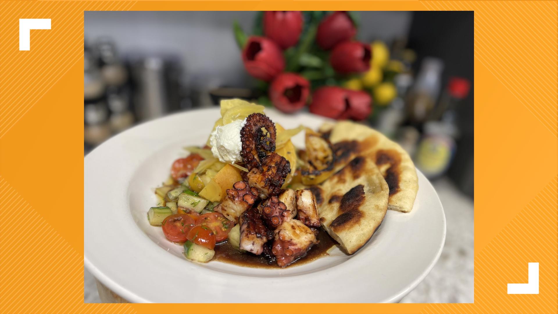 Olivia's puts the finishing touches on their octopus mezze dish | fox43.com