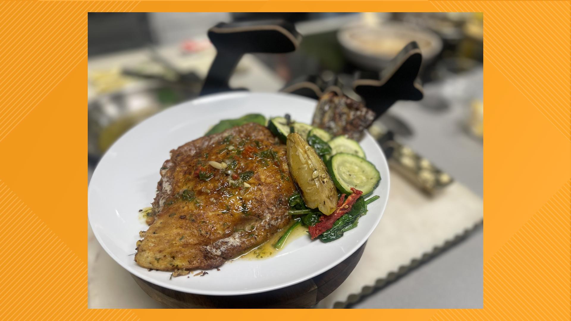 Olivia's prepares a flounder francaise served over ancient grains ...
