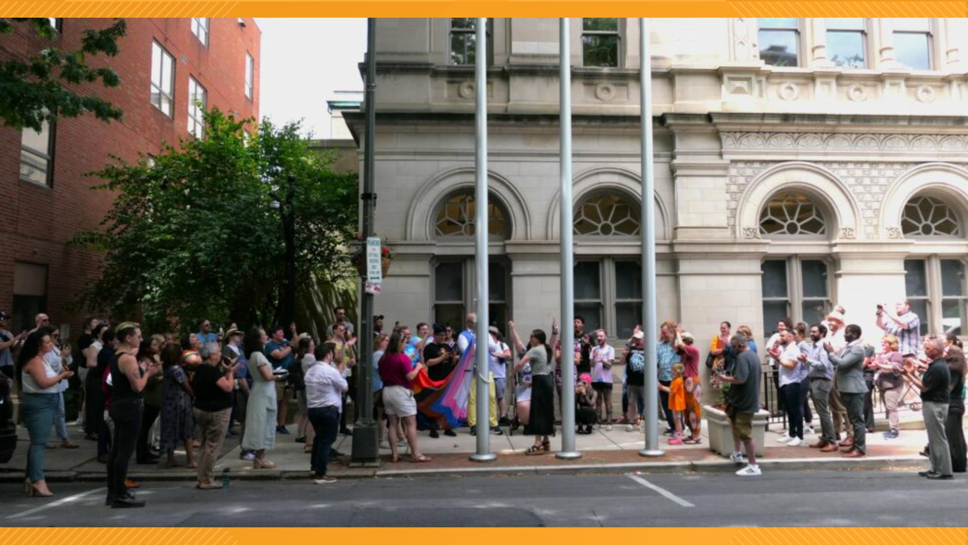 Lancaster community members raise Pride flag at City Hall | fox43.com