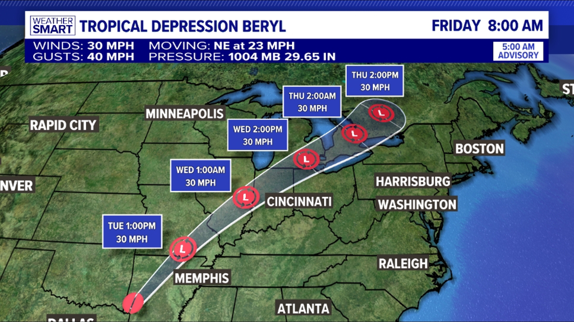 Tracking Hurricane Beryl's path across United States | fox43.com