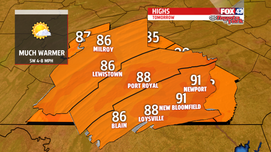 Warming close to 90 degrees Thursday | fox43.com
