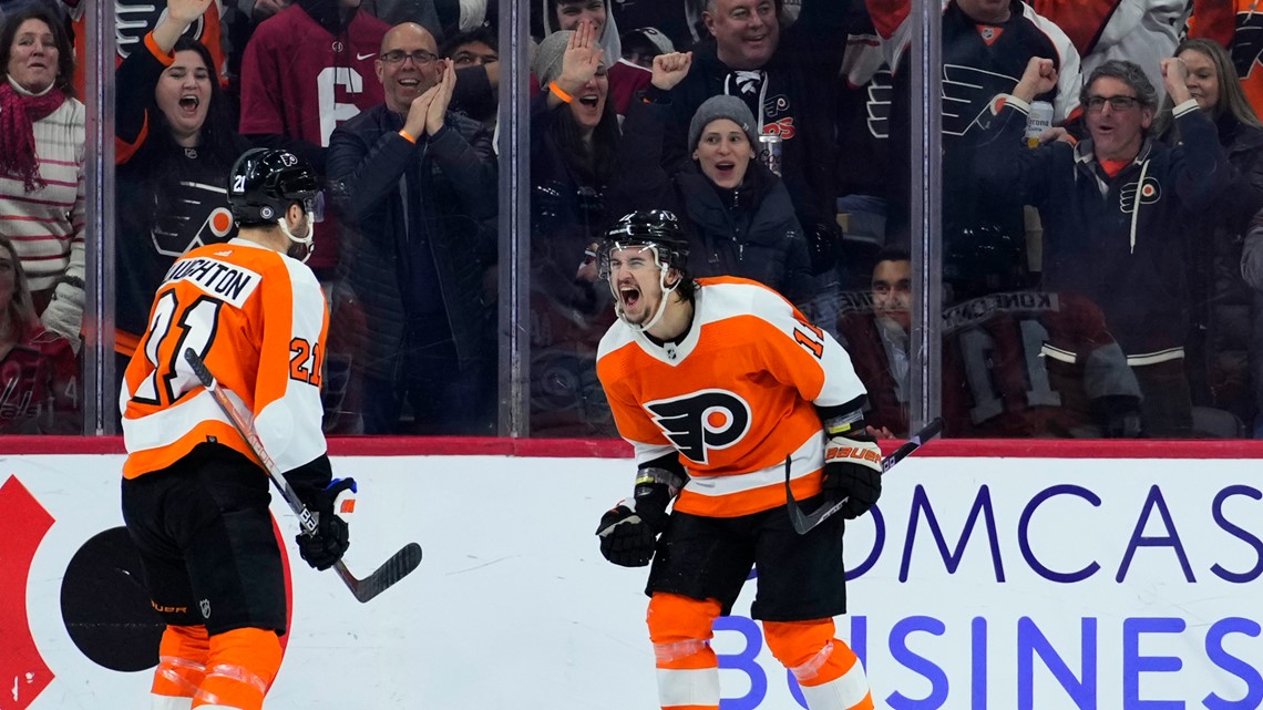 Konecny's hat trick leads surging Flyers past Capitals 5-3 | fox43.com