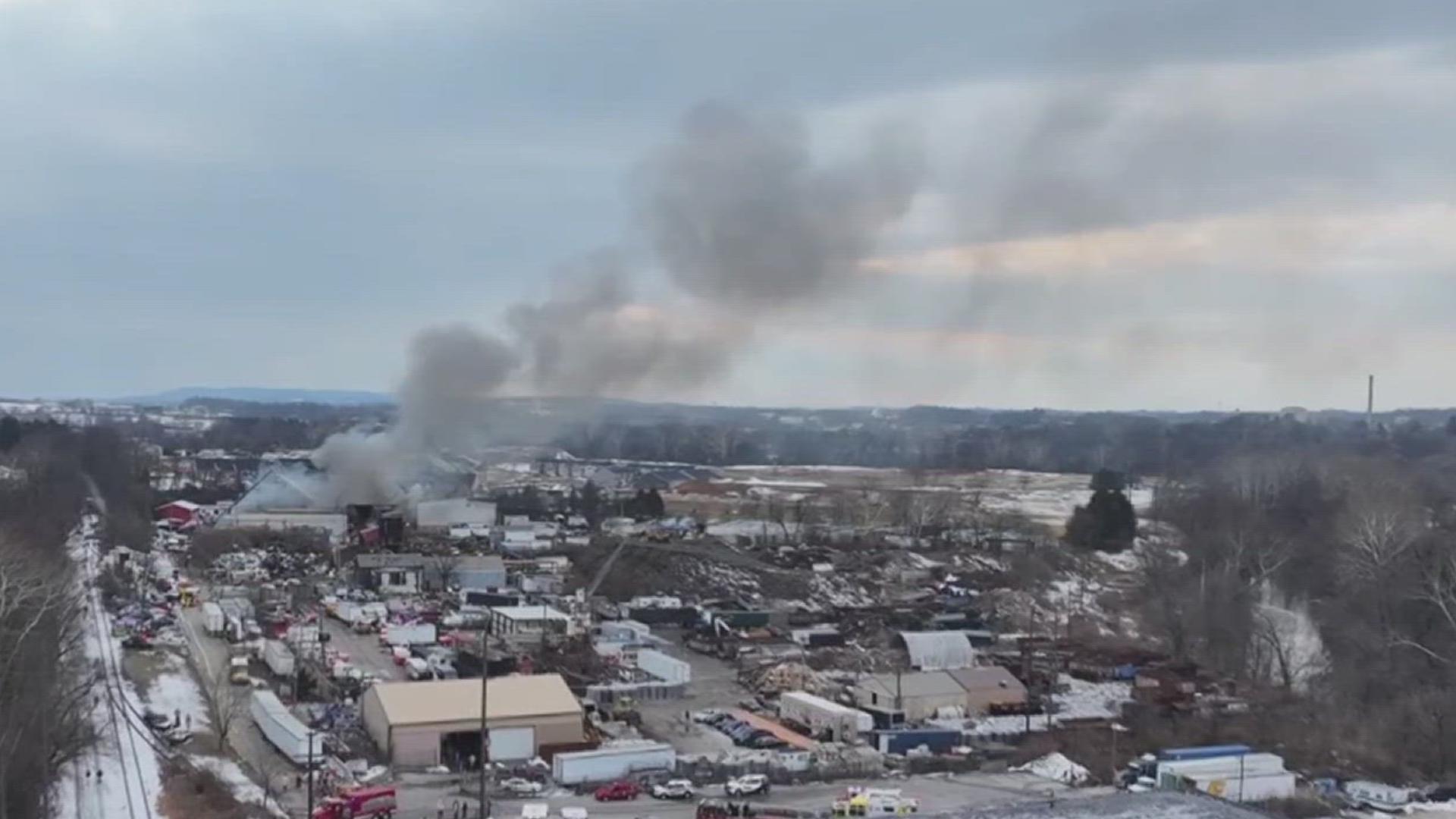 Large fire breaks out at J&K Salvage in York County | fox43.com