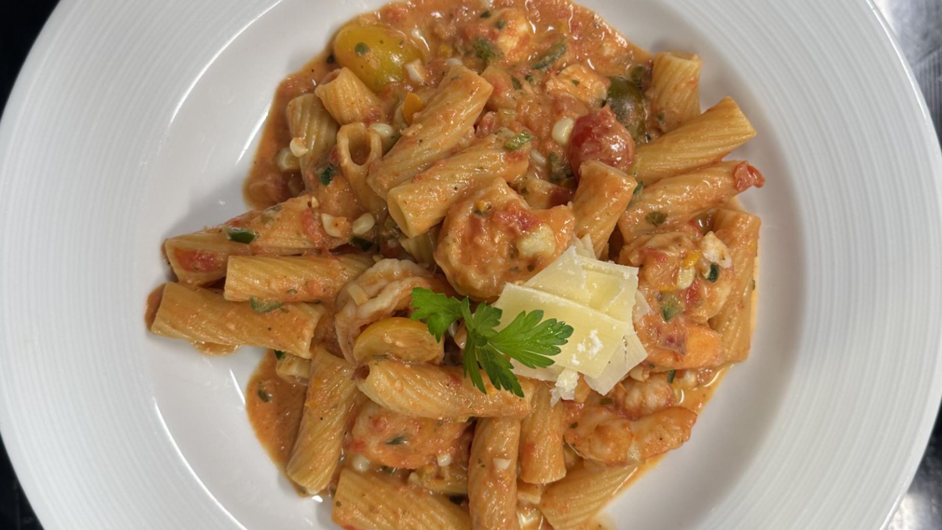 Olivia's prepares a 'Voodoo Chile' pasta with spicy vodka sauce, shrimp ...