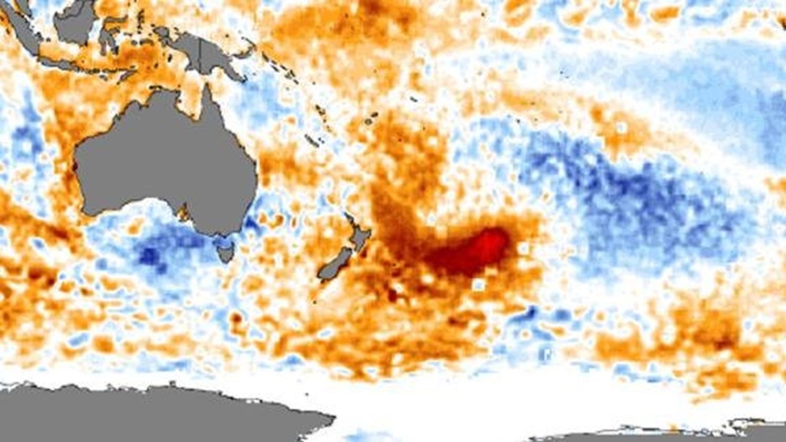 There’s a Texas-size area of hot sea water off the coast of New Zealand ...