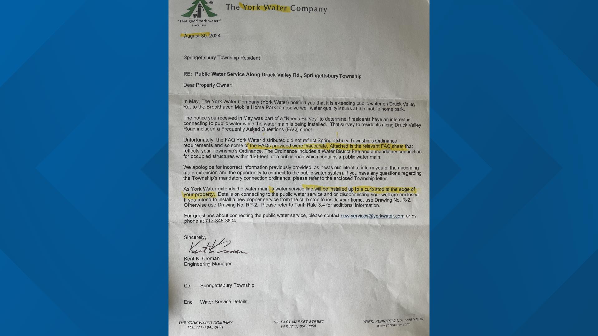 Residents on the hook for thousands of dollars related to public water ...