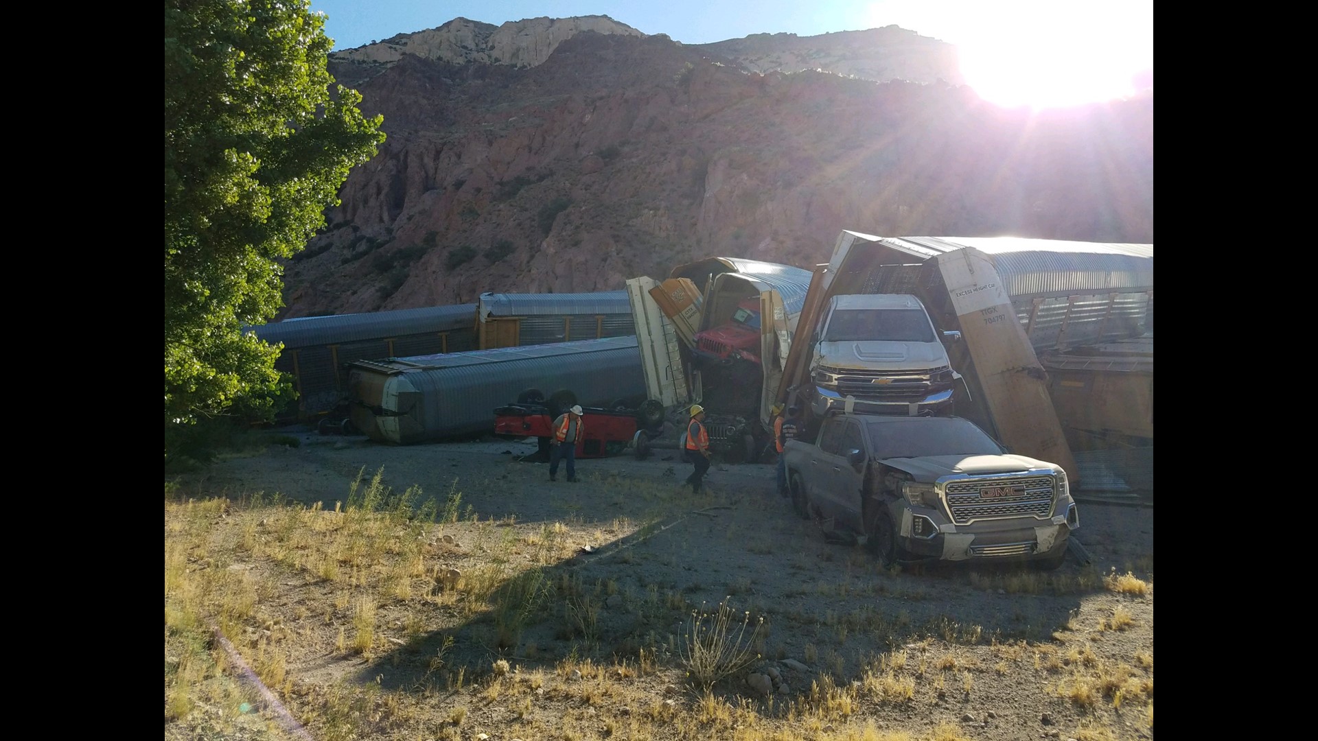 Dozens of brand-new cars destroyed in ‘spectacular’ train derailment ...