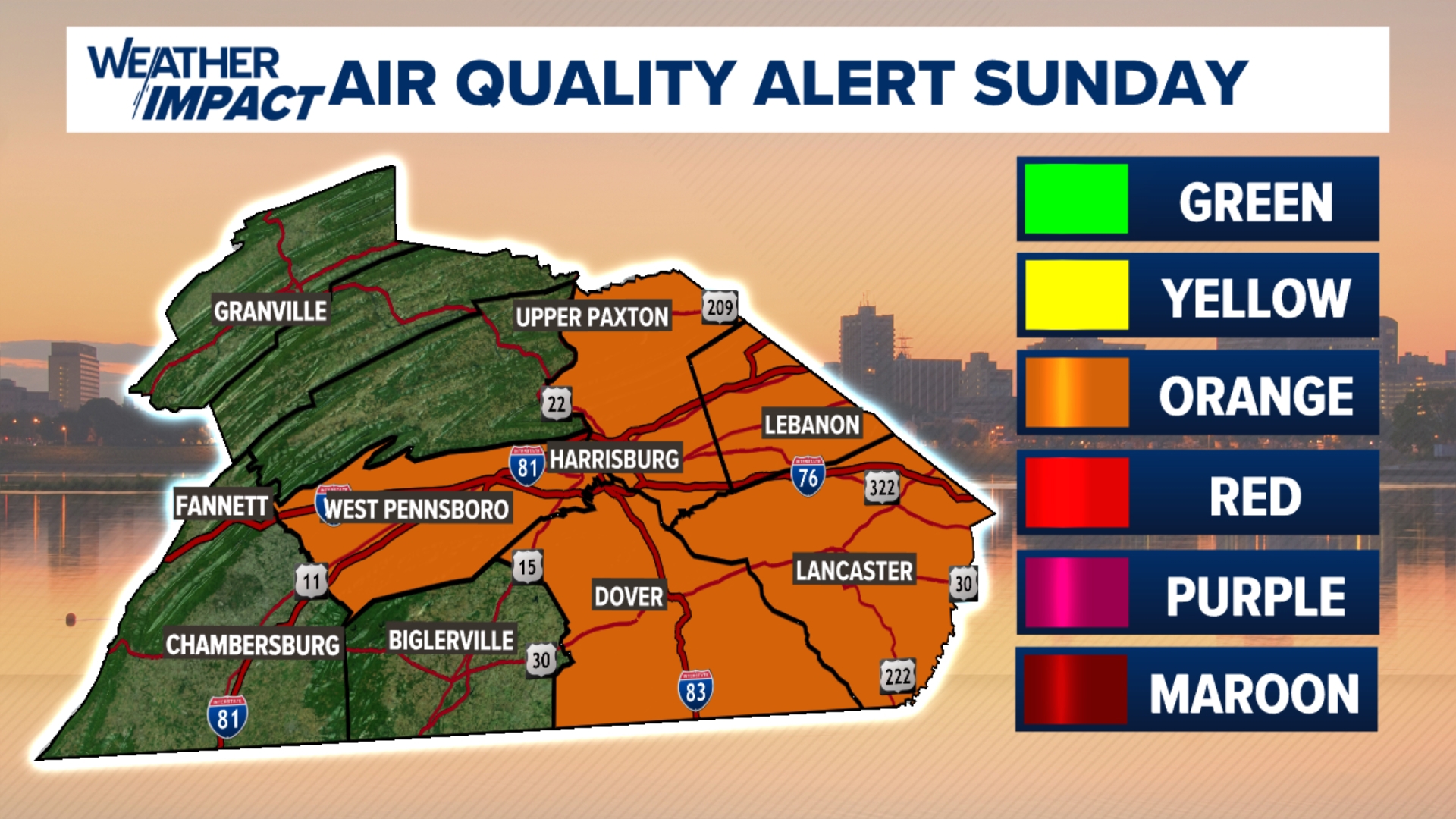 Code Orange Air Quality Alert in place Sunday for portions of South ...