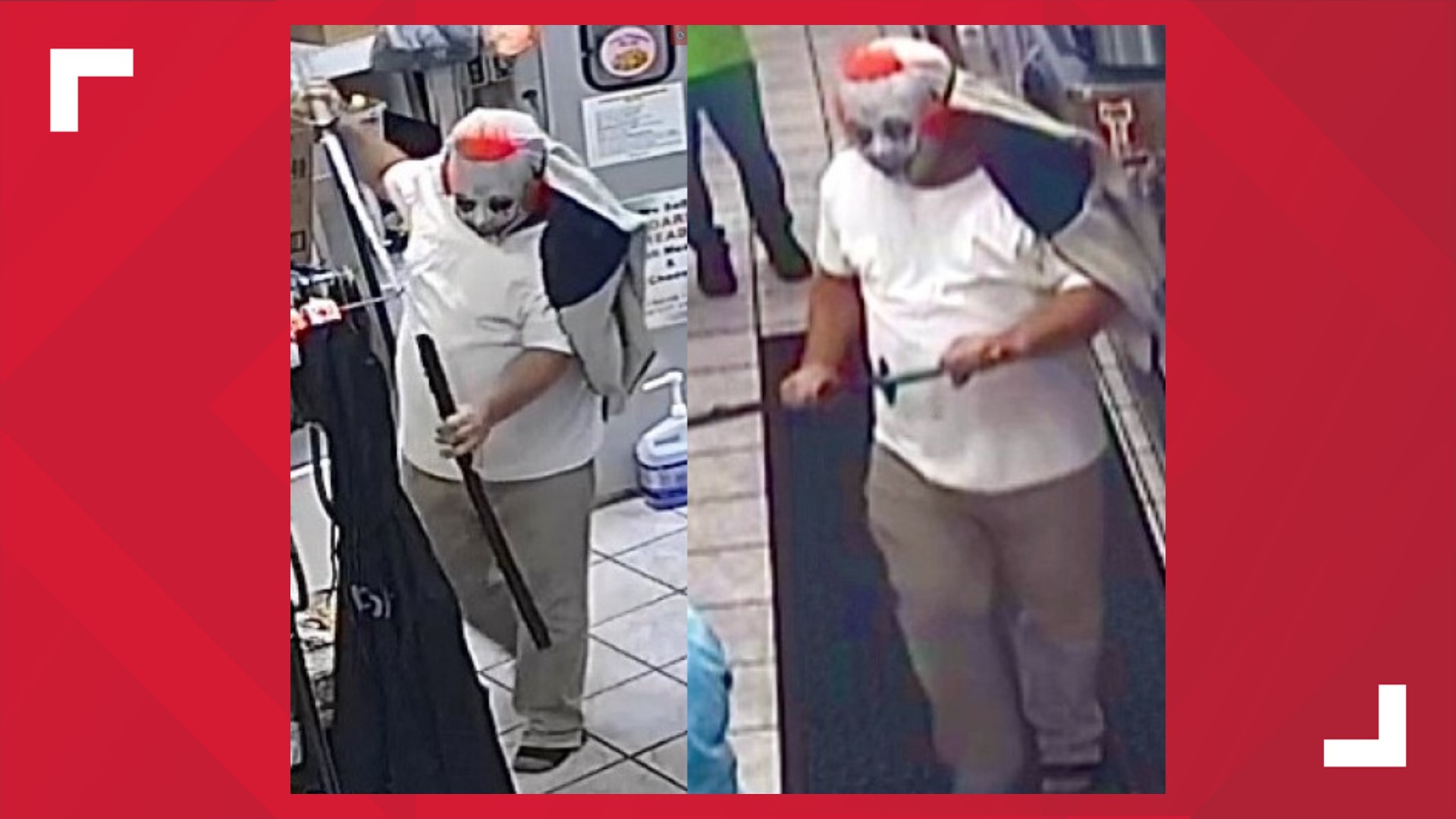 Police locate robbery suspect with clown mask and sword | fox43.com