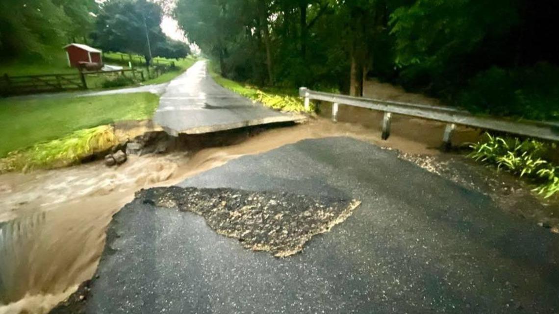 Bridge in Lancaster County washed away in flash flood | fox43.com