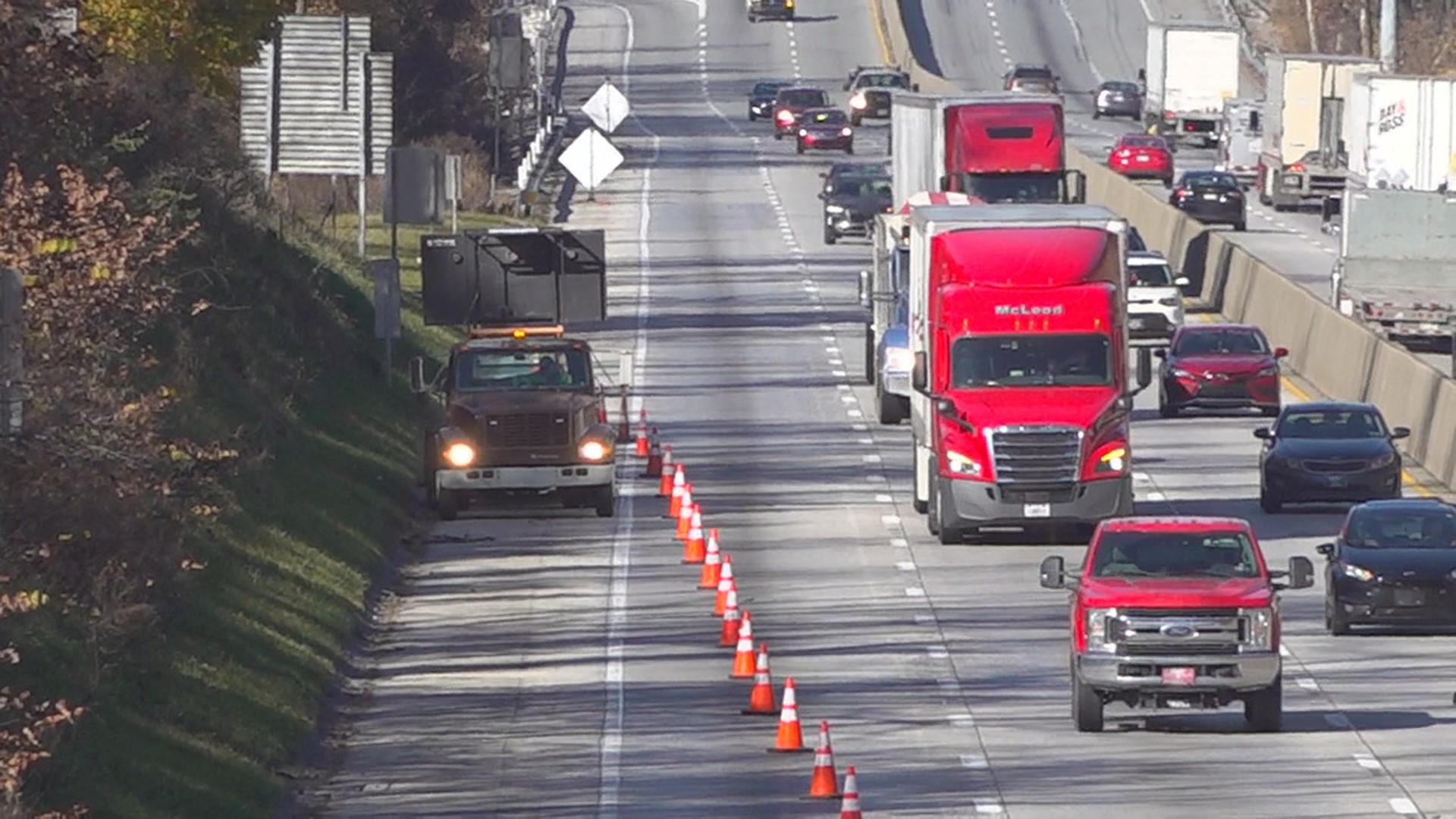 Route 30 eastbound lane restriction in York County, Pennsylvania ...