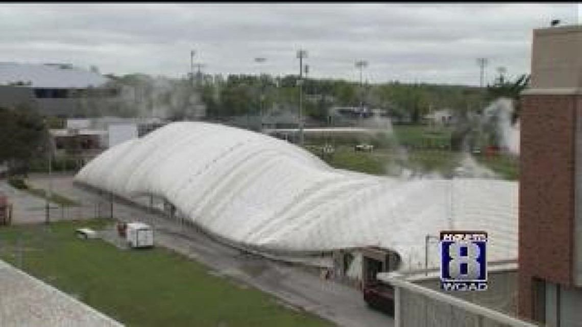 Hawkeye practice dome deflated | wqad.com