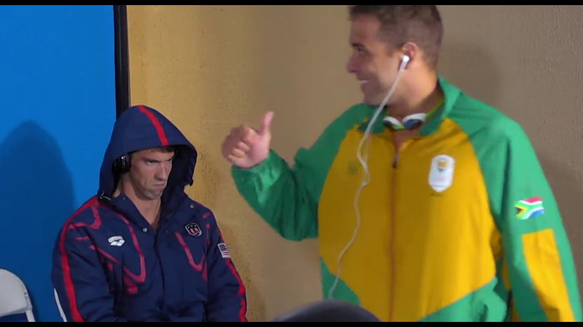 While rival dances in waiting room, Michael Phelps gives him the stare ...