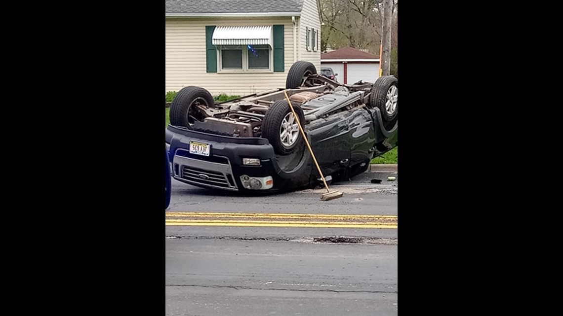 Davenport crash leaves truck flipped on Locust Street | wqad.com