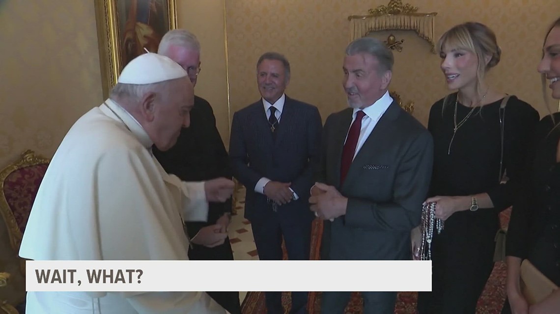 Unexpected duo: Sylvester Stallone and family greet Pope while visiting ...