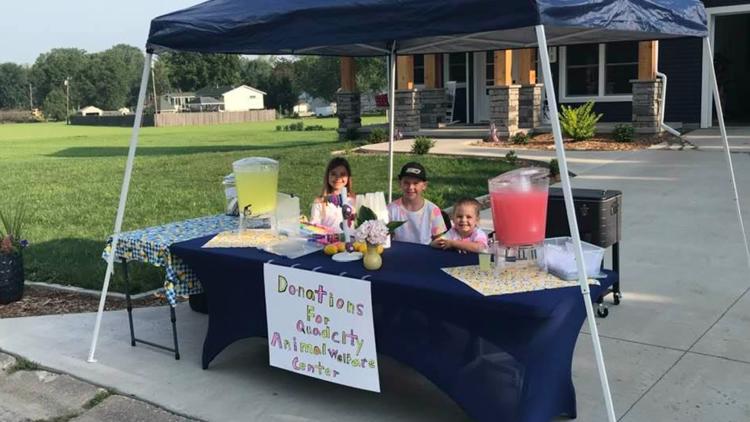 Kids donate lemonade stand money to local animal shelter | wqad.com