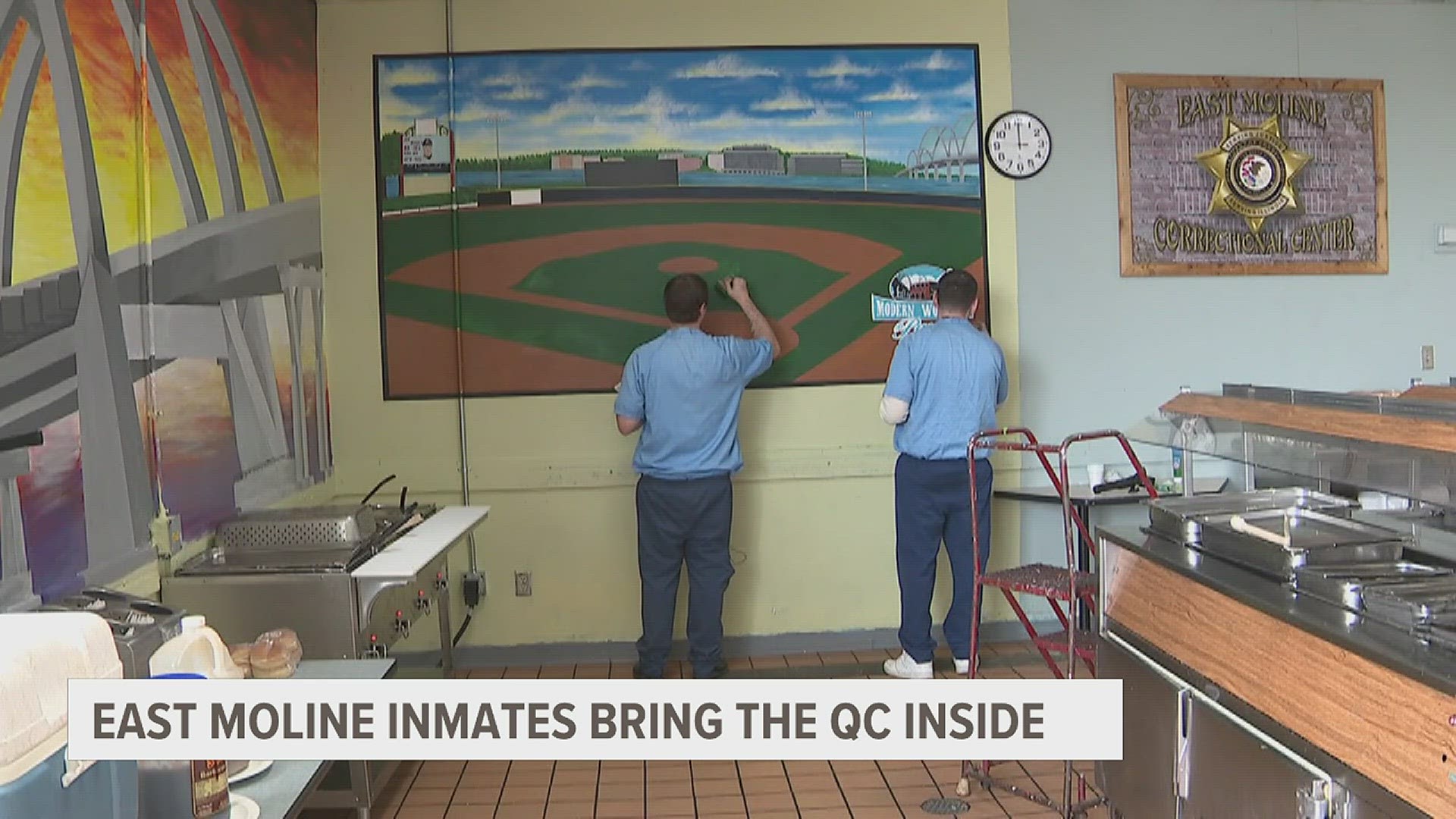 Inmates at East Moline Correctional Center paint mural of Quad Cities ...