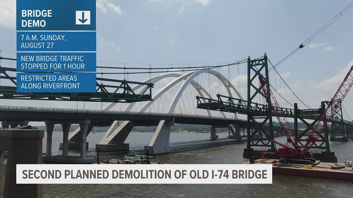 Iowa DOT crews preparing for second explosion of old I-74 bridge | wqad.com