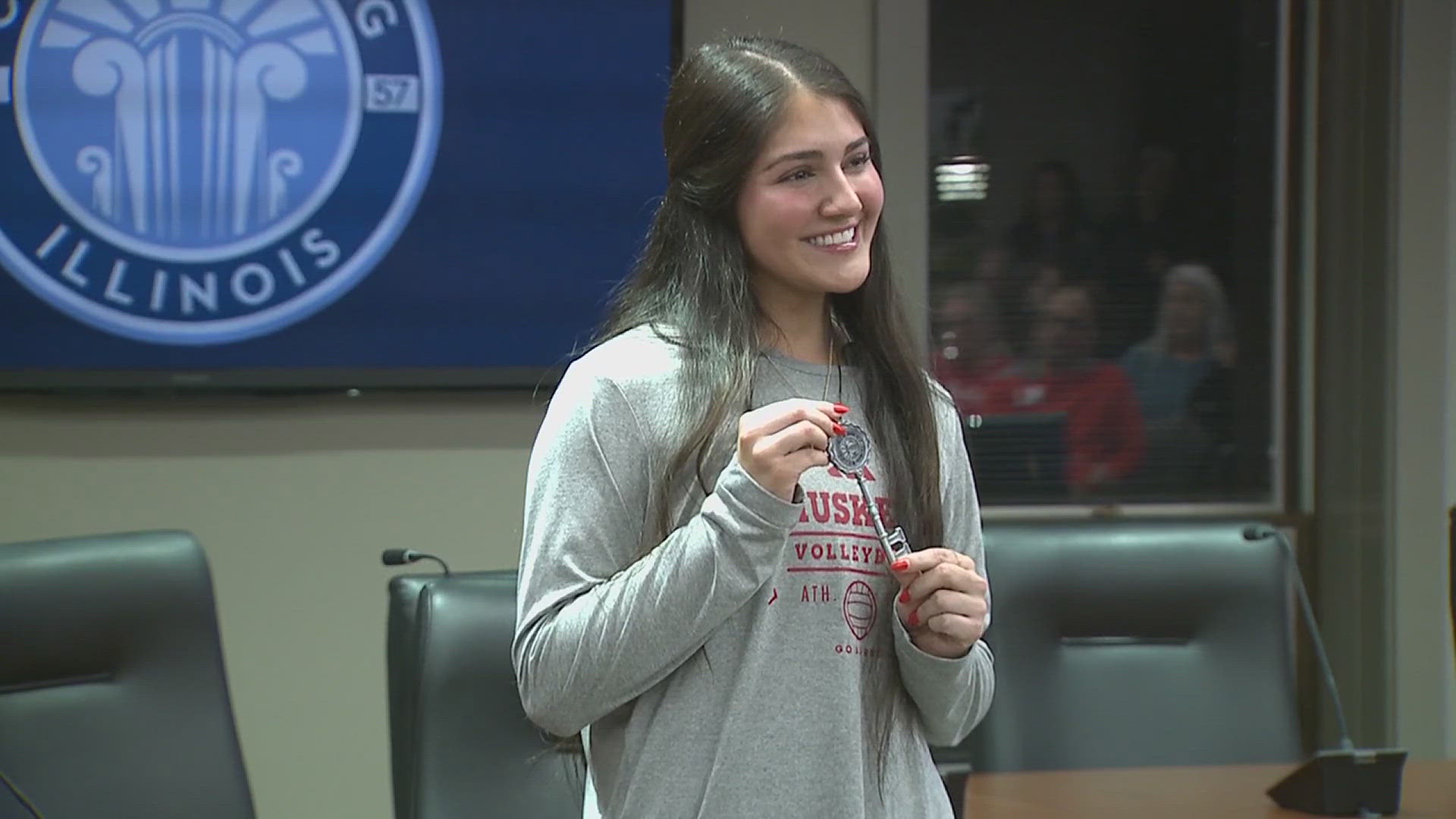 Sterling grad, Nebraska volleyball libero Lexi Rodriguez receives a key ...