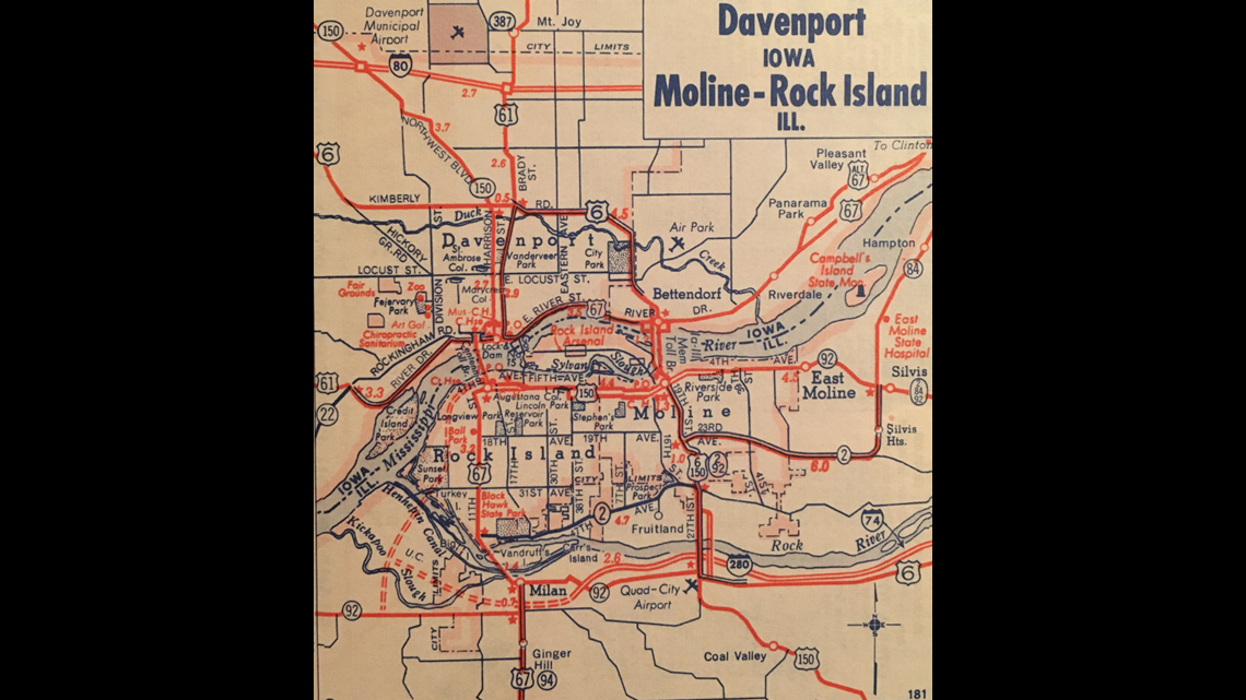 You might get lost using this 1960s road map today | wqad.com