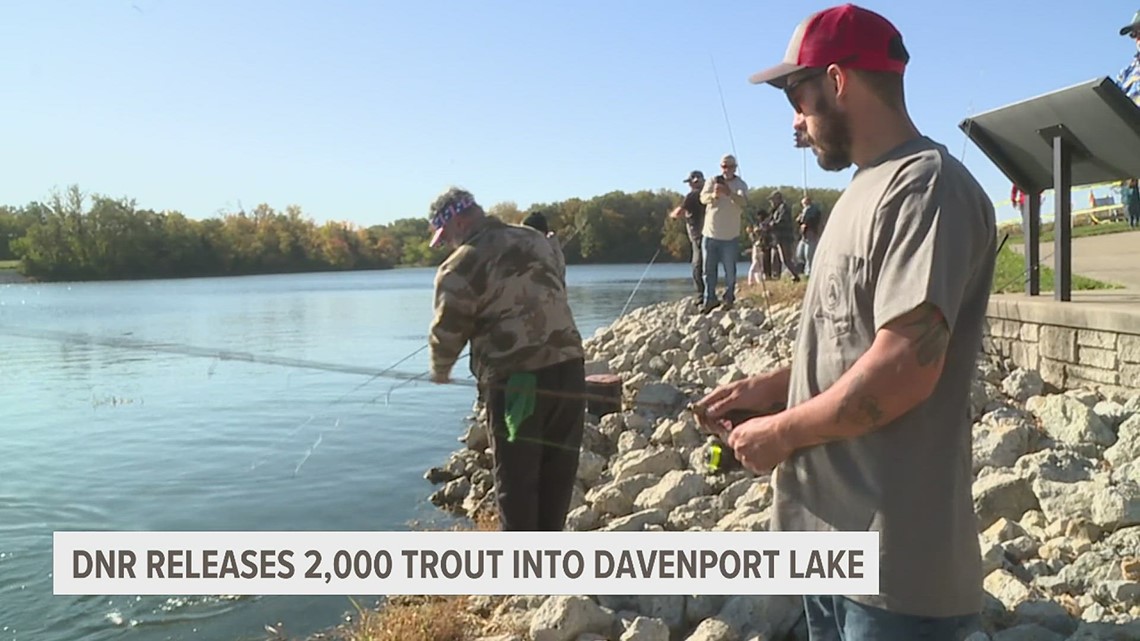 Iowa DNR releases thousands of trout into a Davenport lake to promote trout fishing | wqad.com