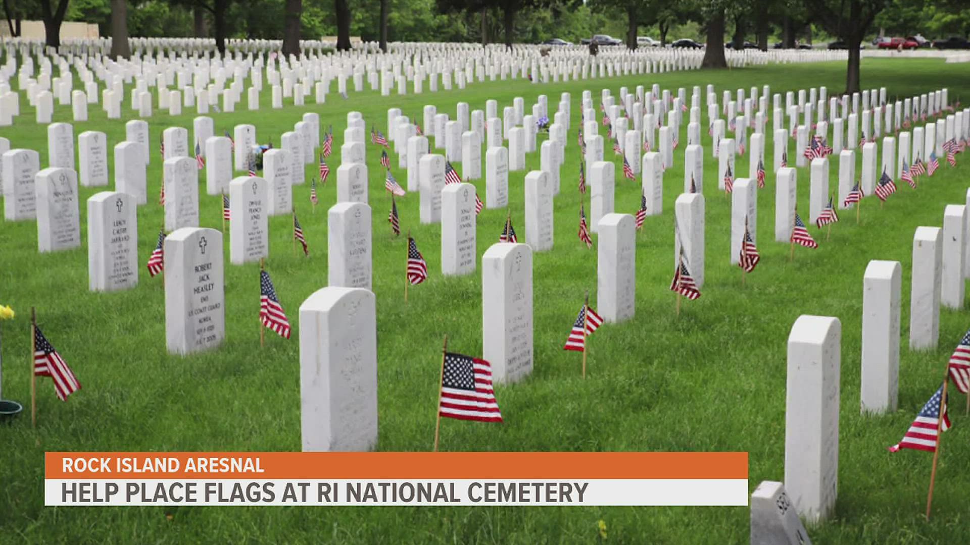 Rock Island National Cemetery places flags for Memorial Day | wqad.com