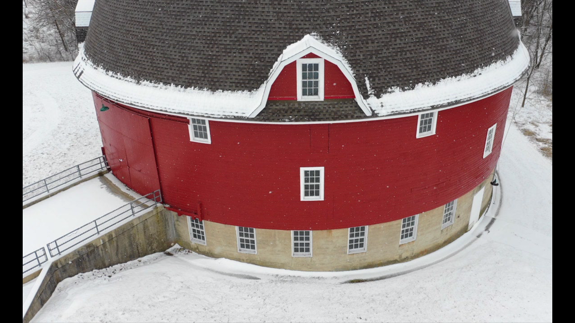 Beauty in all seasons: Watch the drone views of Ryan's Round Barn in ...
