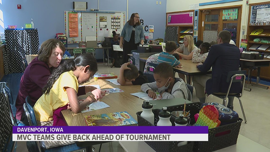 Missouri Valley Conference basketball teams visit Davenport elementary ...