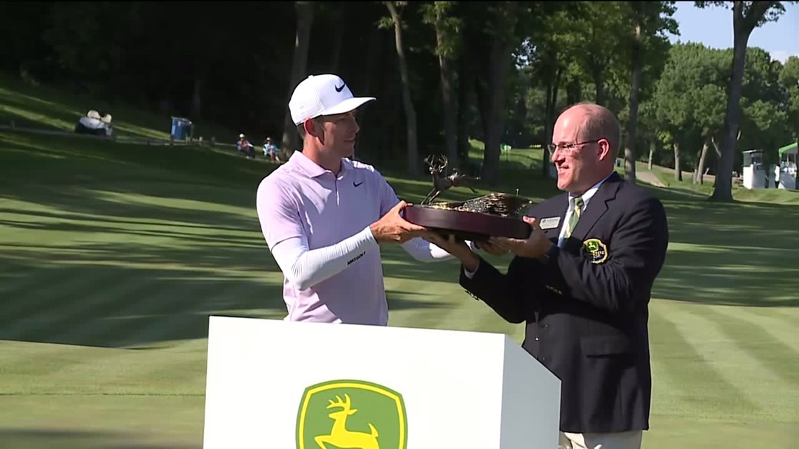 Watch: Dylan Frittelli presented with 2019 John Deere Classic trophy ...