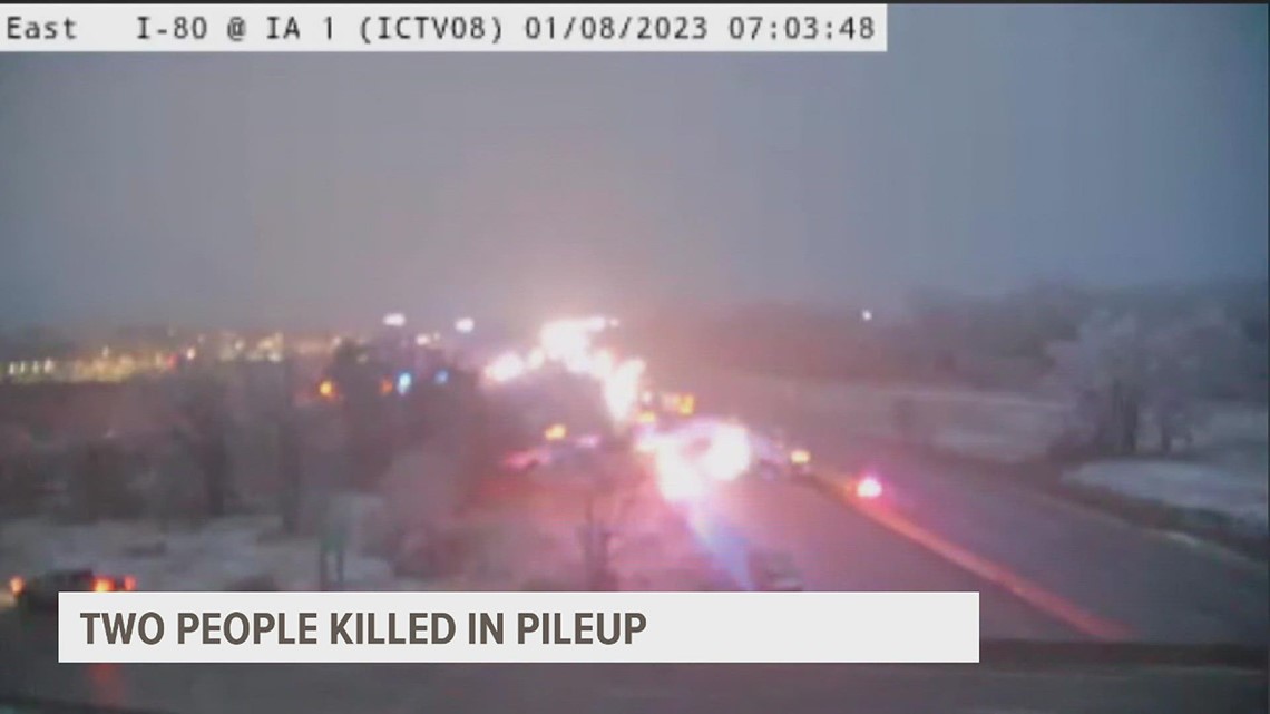 Two dead after 15-vehicle crash on icy I-80 in Iowa Sunday | wqad.com