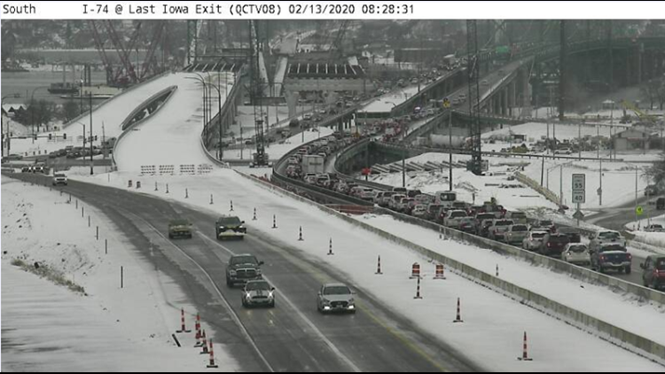 I-74 Bridge moving after backup in both directions | wqad.com